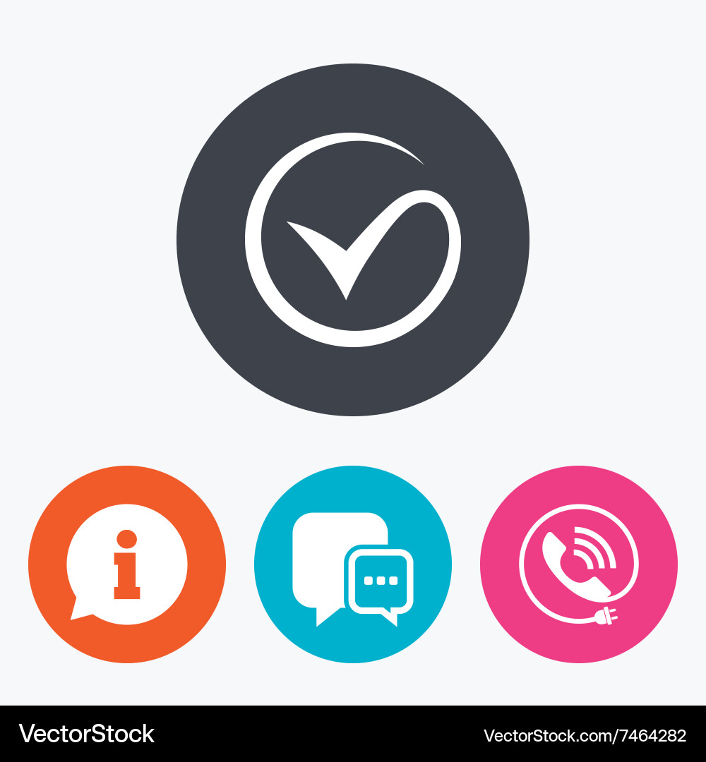Check or tick phone call and information sign Vector Image