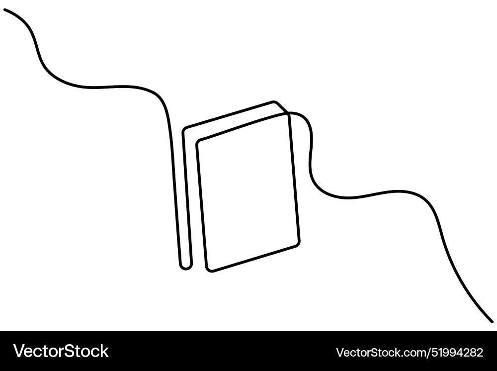 Continuous one line drawing of open book isolated Vector Image