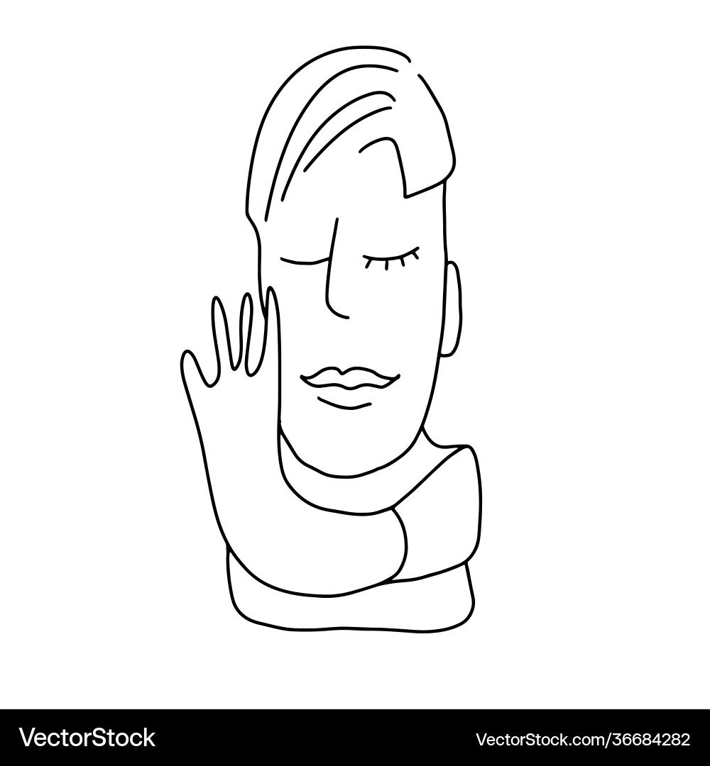 Cubist Man Portrait - Line Art Royalty Free Vector Image