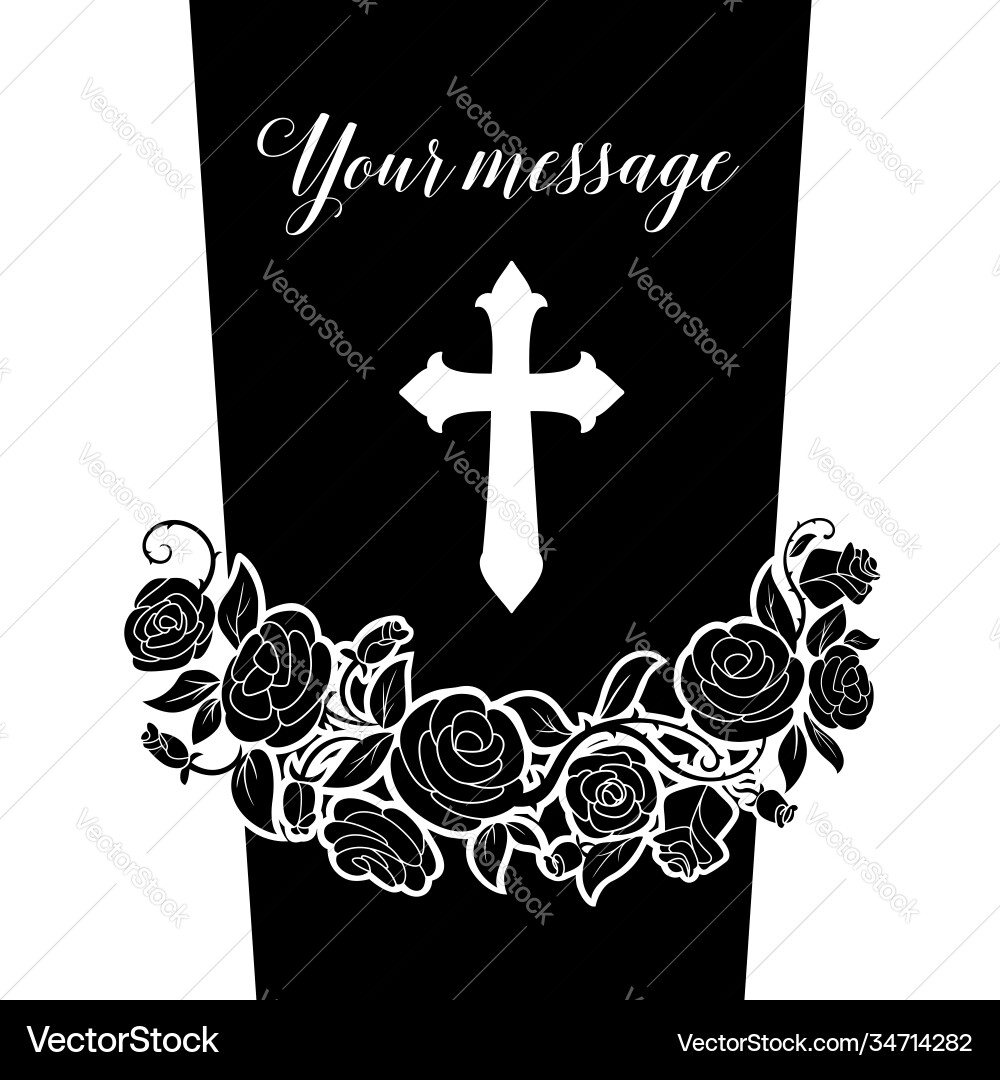 Funeral Card with Rose Gravestone Royalty Free Vector Image