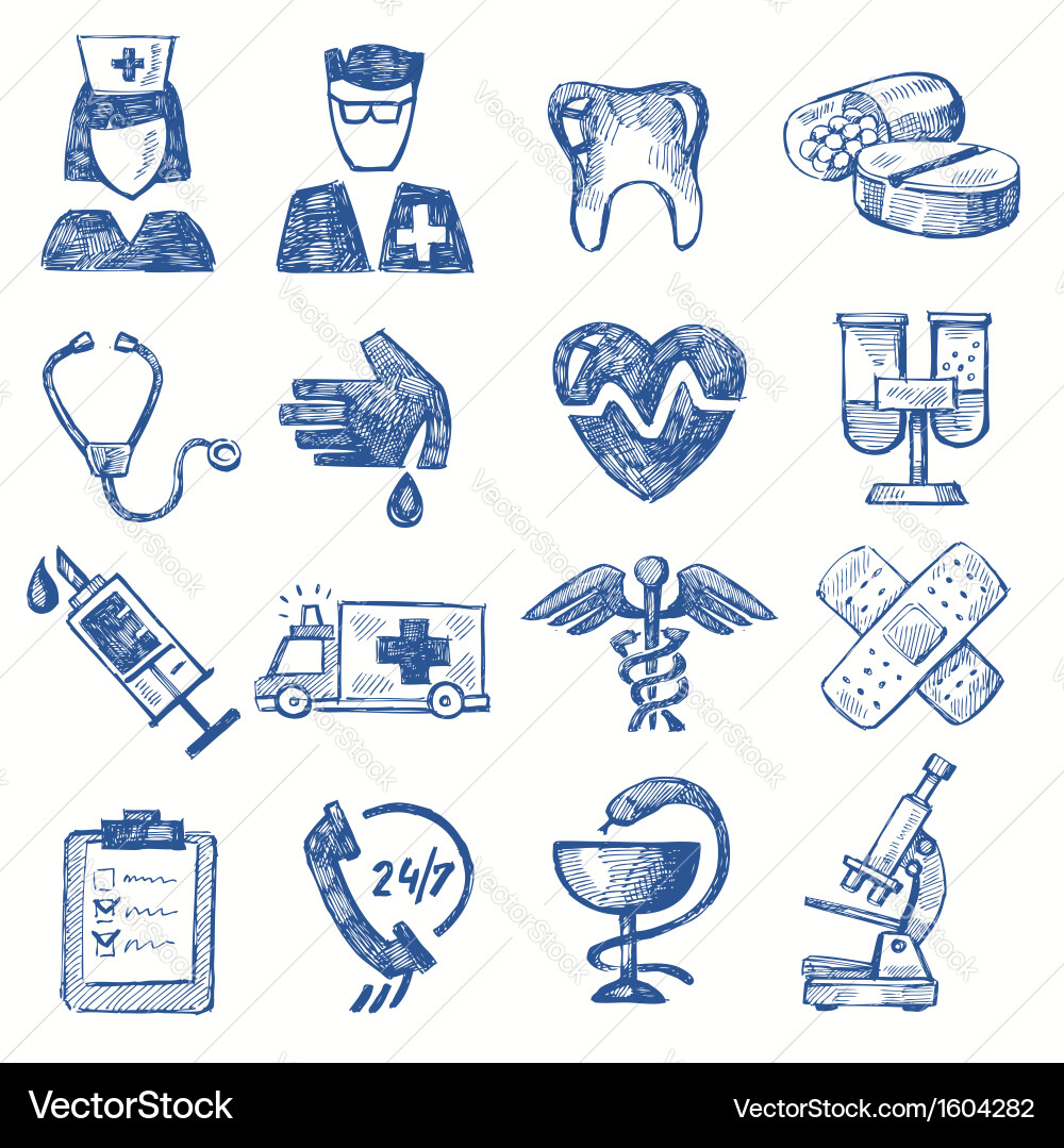 Hand draw medical Royalty Free Vector Image - VectorStock