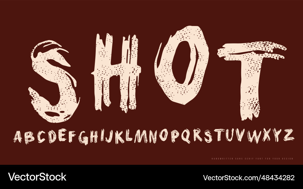 Handwritten brush font in grunge style Royalty Free Vector
