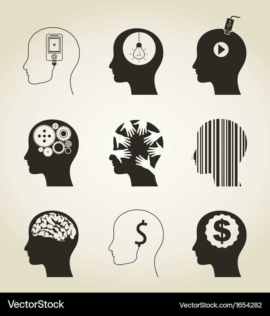 Human Head Icon Set Royalty Free Vector Image - VectorStock