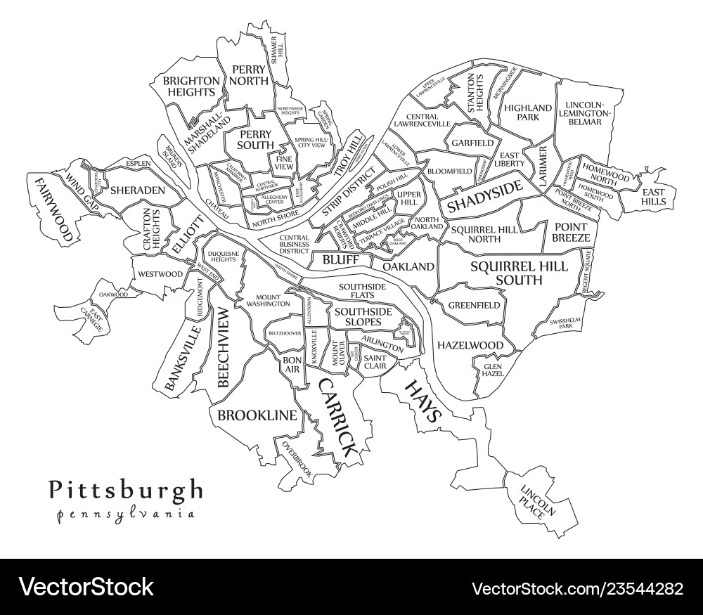 Modern city map - pittsburgh pennsylvania Vector Image