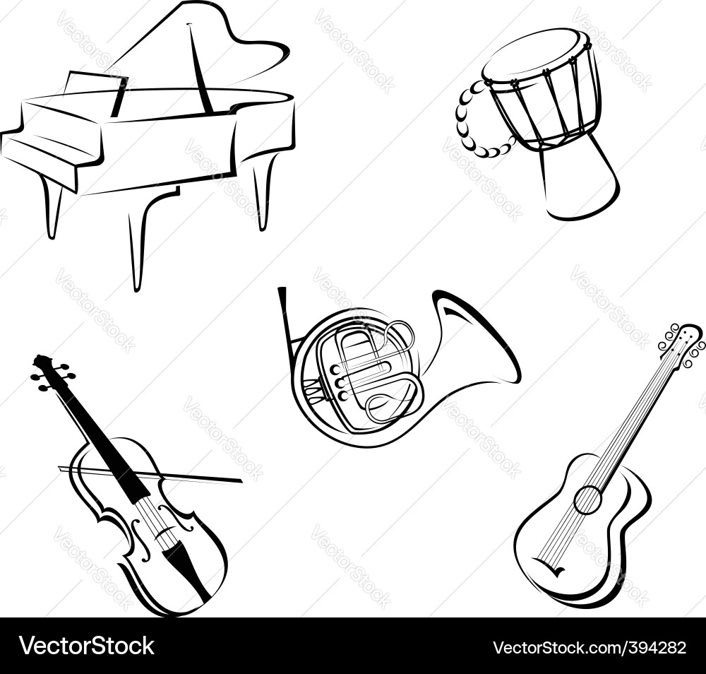 Music instruments Royalty Free Vector Image - VectorStock