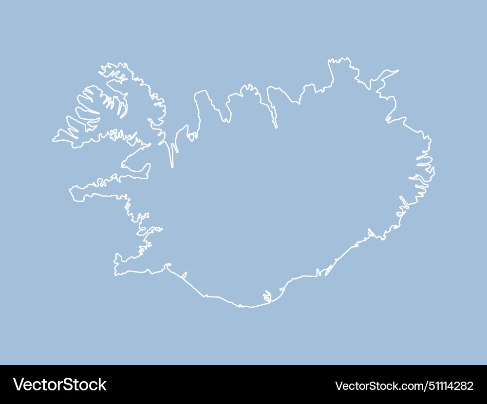 Outline map iceland line border country Royalty Free Vector