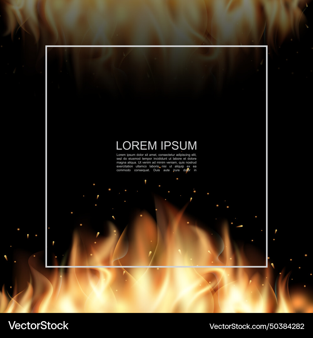 Realistic fire burning poster Royalty Free Vector Image