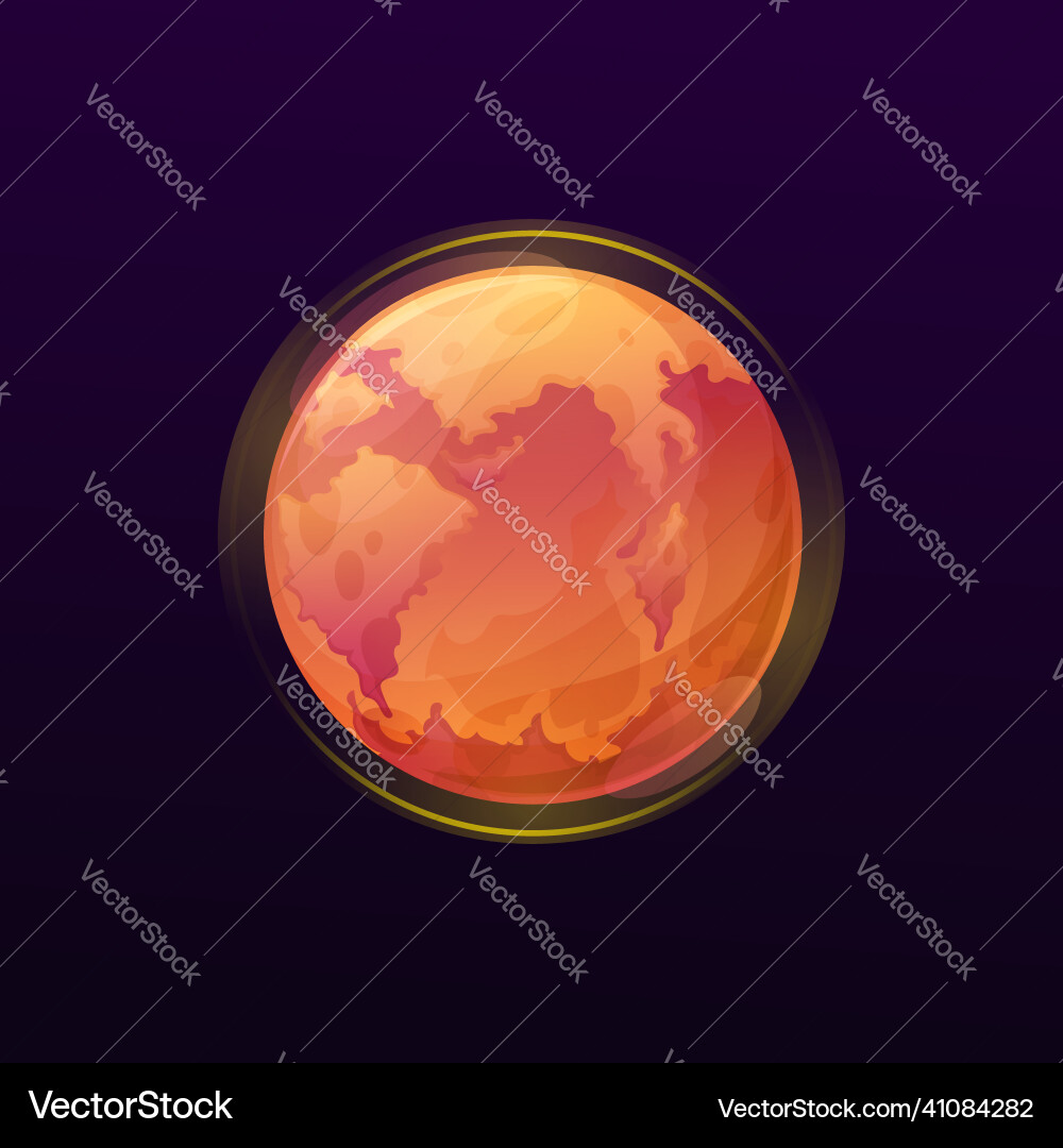 Red space planet with oceans and continents Vector Image