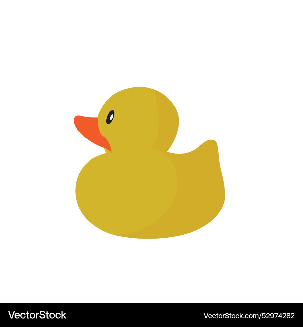 Yellow rubber duck flat icon isolated Royalty Free Vector