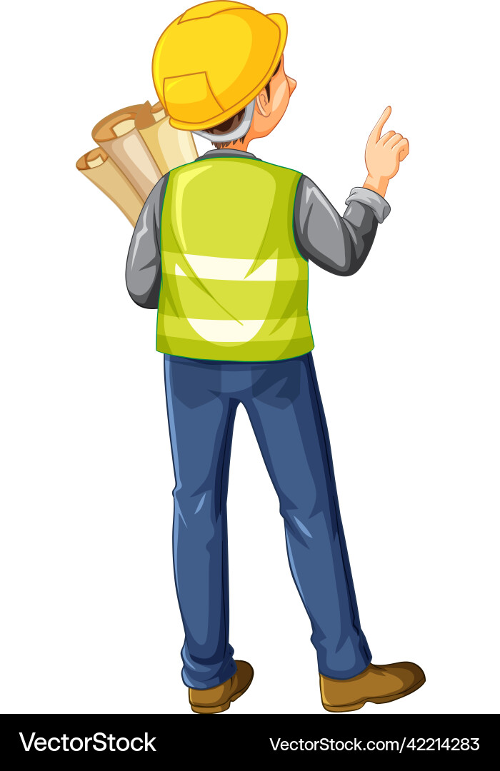Back side of an engineer worker Royalty Free Vector Image