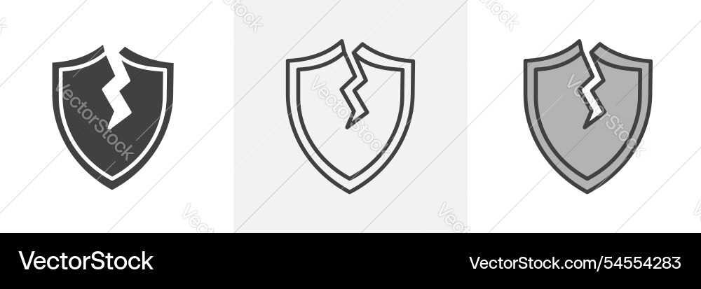 Broken shield icon Royalty Free Vector Image - VectorStock