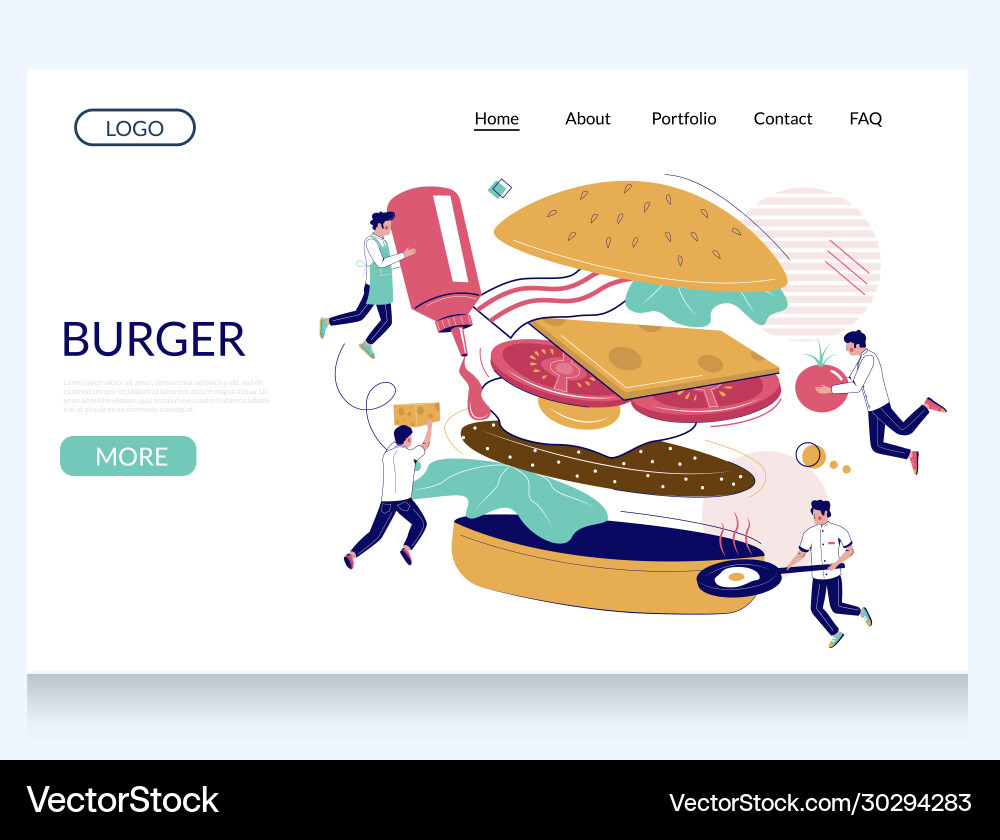 Burger website landing page design template Vector Image