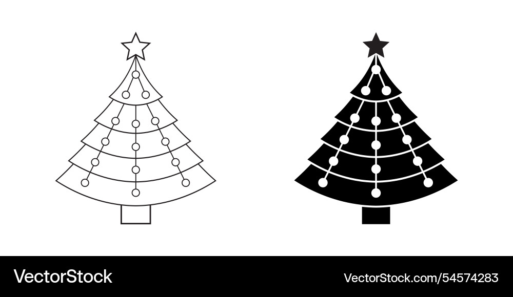 Christmas tree with line art Royalty Free Vector Image