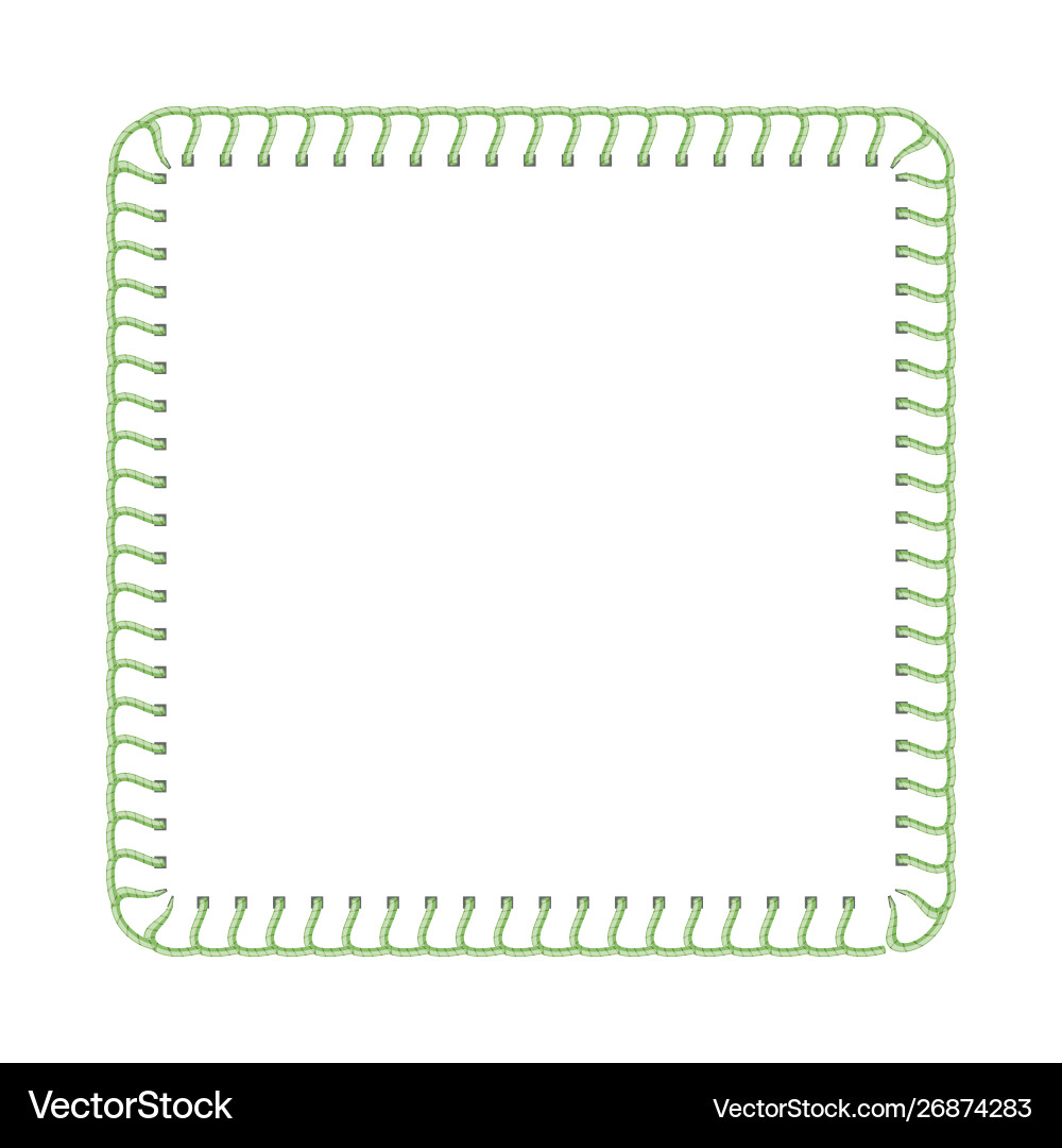Green stitch thread border for textile ad design Vector Image