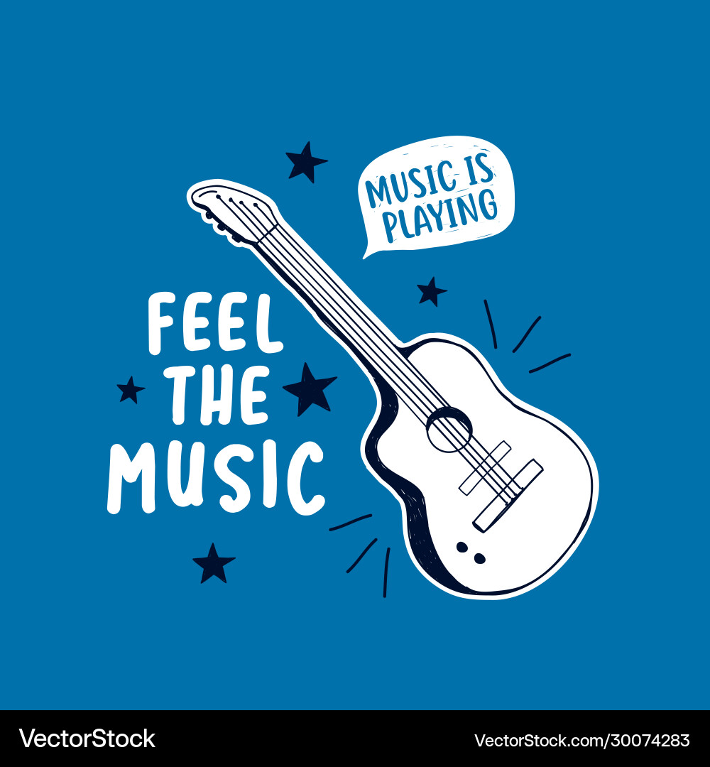 Guitar and slogans Royalty Free Vector Image - VectorStock