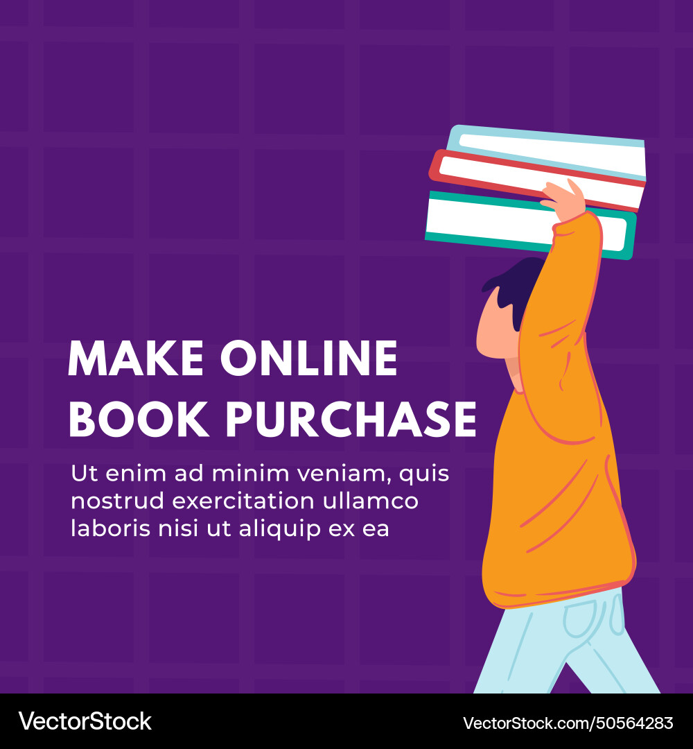 Make online book purchase promo banner Royalty Free Vector