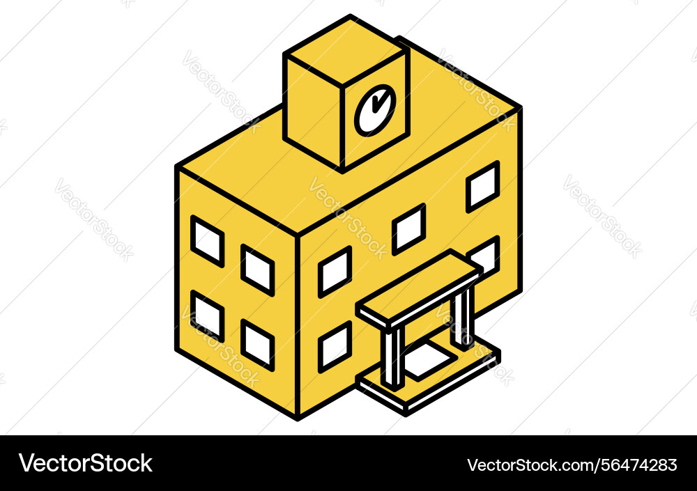 Simple line drawing of school building icon Vector Image