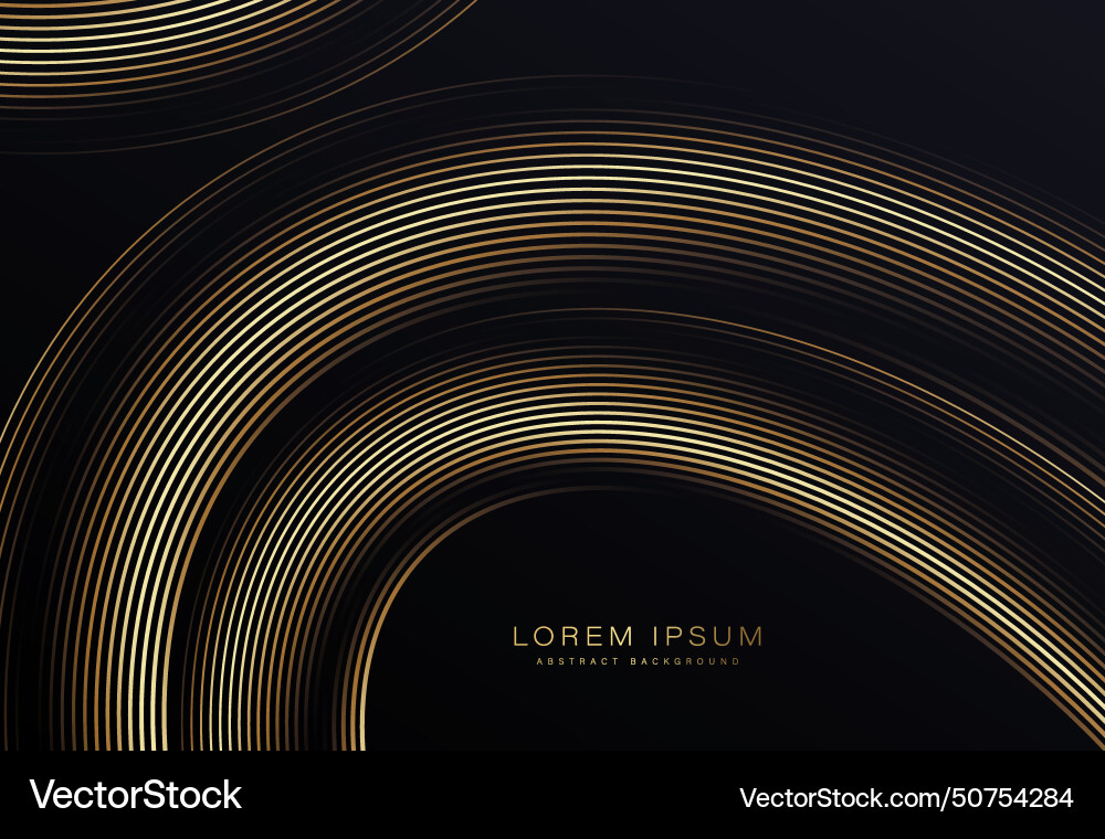 Abstract glowing gold curve lines on black Vector Image