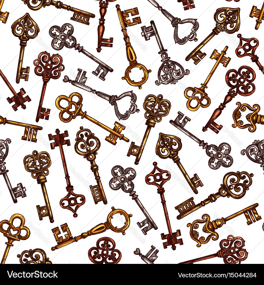 Antique Key Pattern - Heraldic Keys Royalty Free Vector