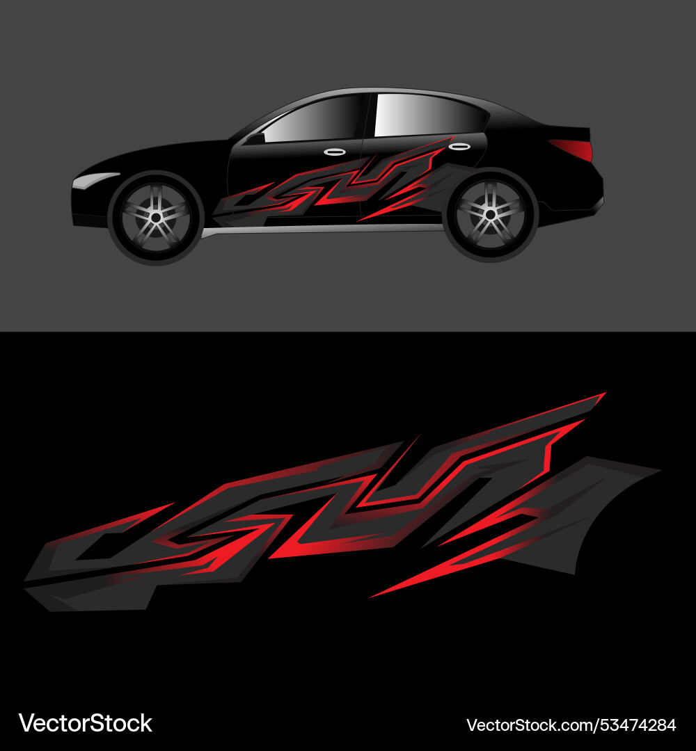 Car wrap vinyl livery decal design Royalty Free Vector Image