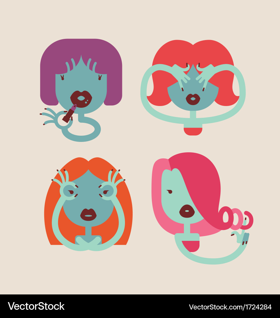 Cute monster girls Royalty Free Vector Image - VectorStock