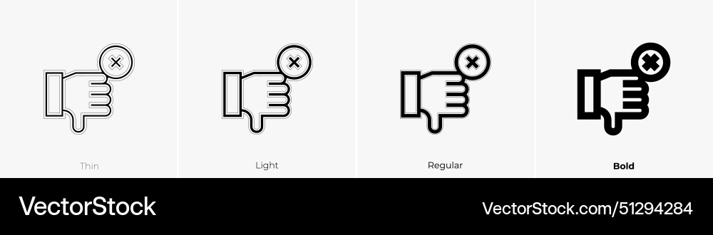Dislike icon thin light regular and bold style Vector Image