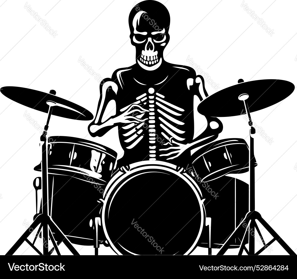Drumming death skeleton drummer icon xylophone Vector Image