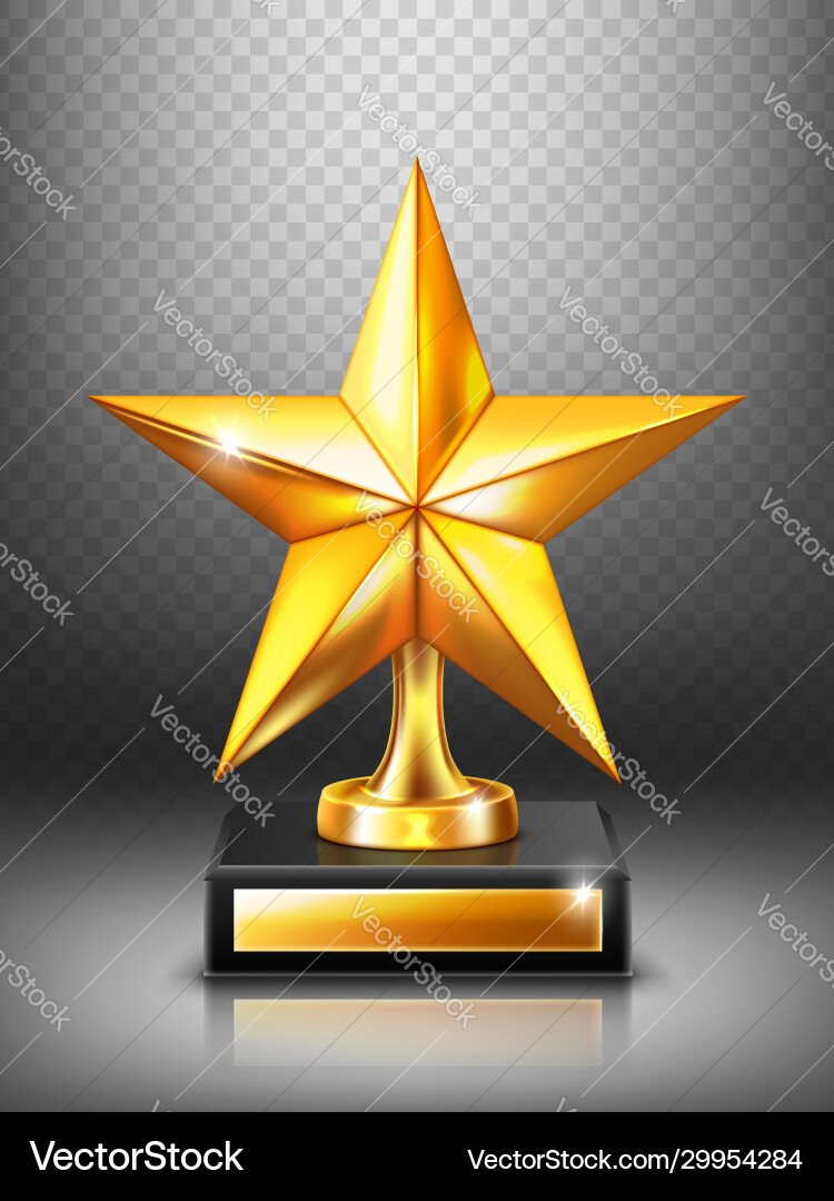 Gold trophy with star modern winner award Vector Image