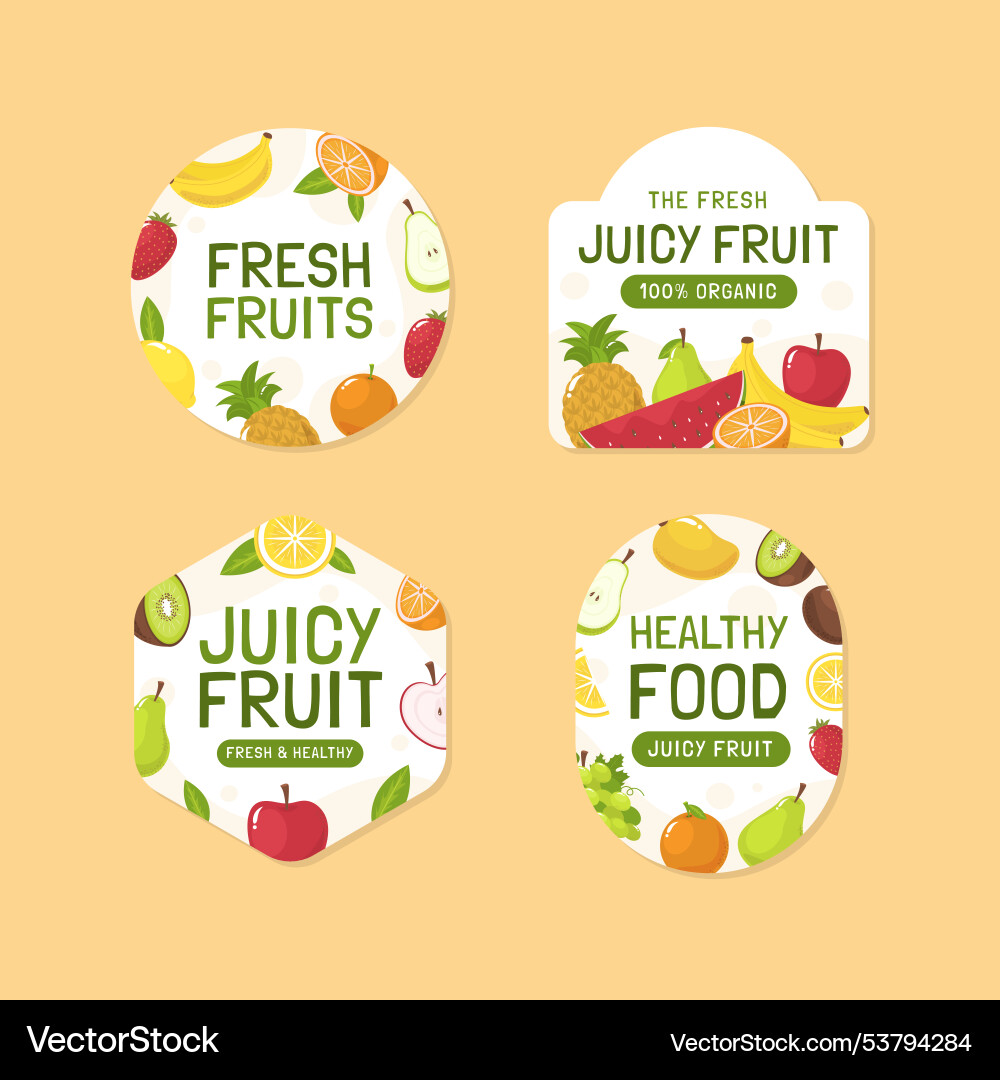 Hand drawn juicy fruit labels collection Vector Image