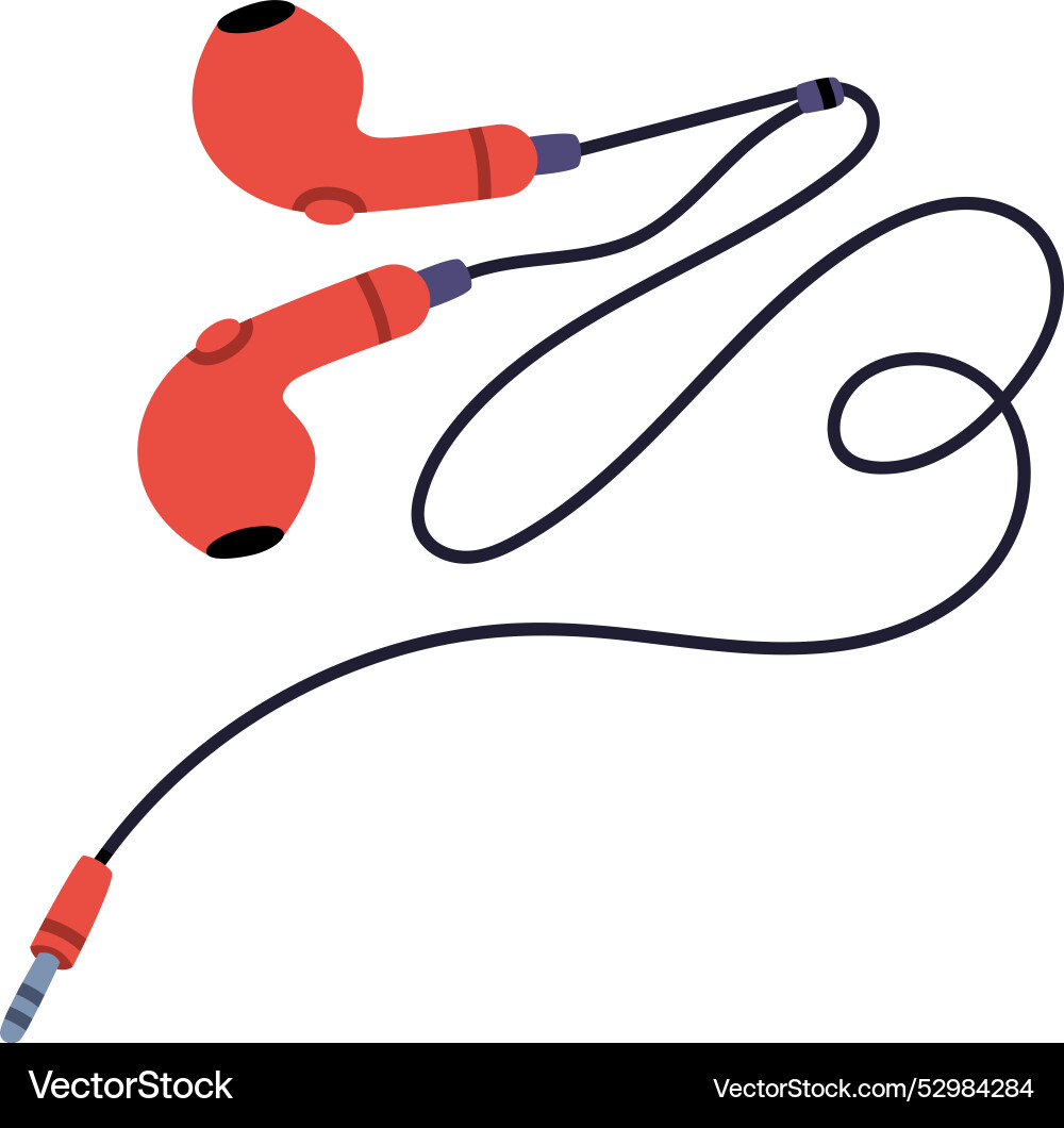 Headphones or earphones with cable as device Vector Image