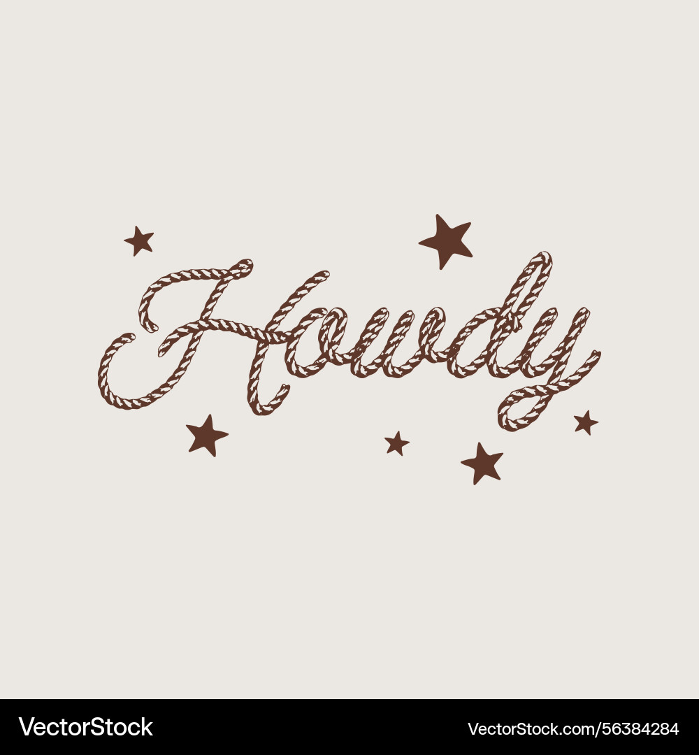 Howdy western retro typography Royalty Free Vector Image