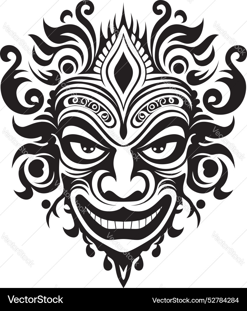 Island impressions bali mask emblem design Vector Image