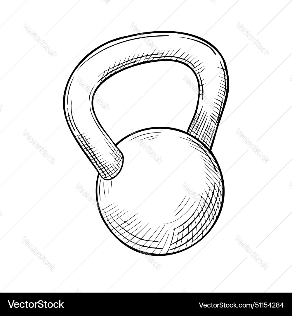 Kettlebell outline drawing Royalty Free Vector Image