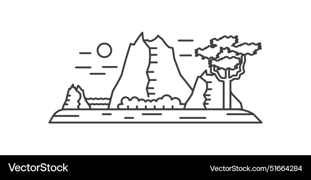 Mountain landscape rocks and tall trees Royalty Free Vector