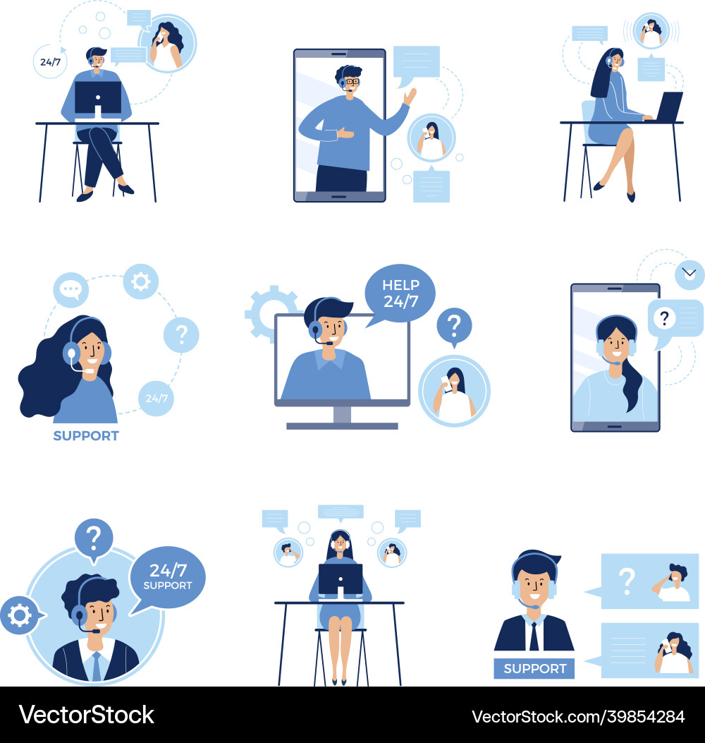 Phone talk persons customers service dialogue Vector Image