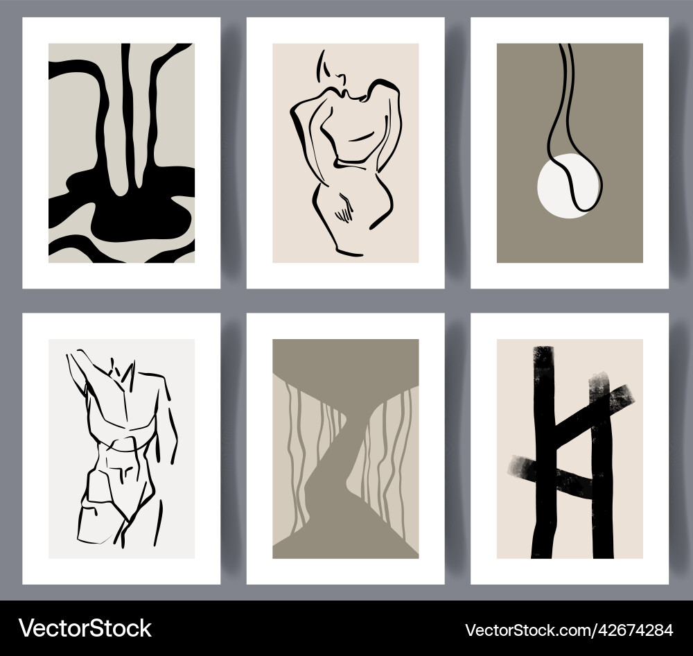 Printable abstract art wall posters collection Vector Image