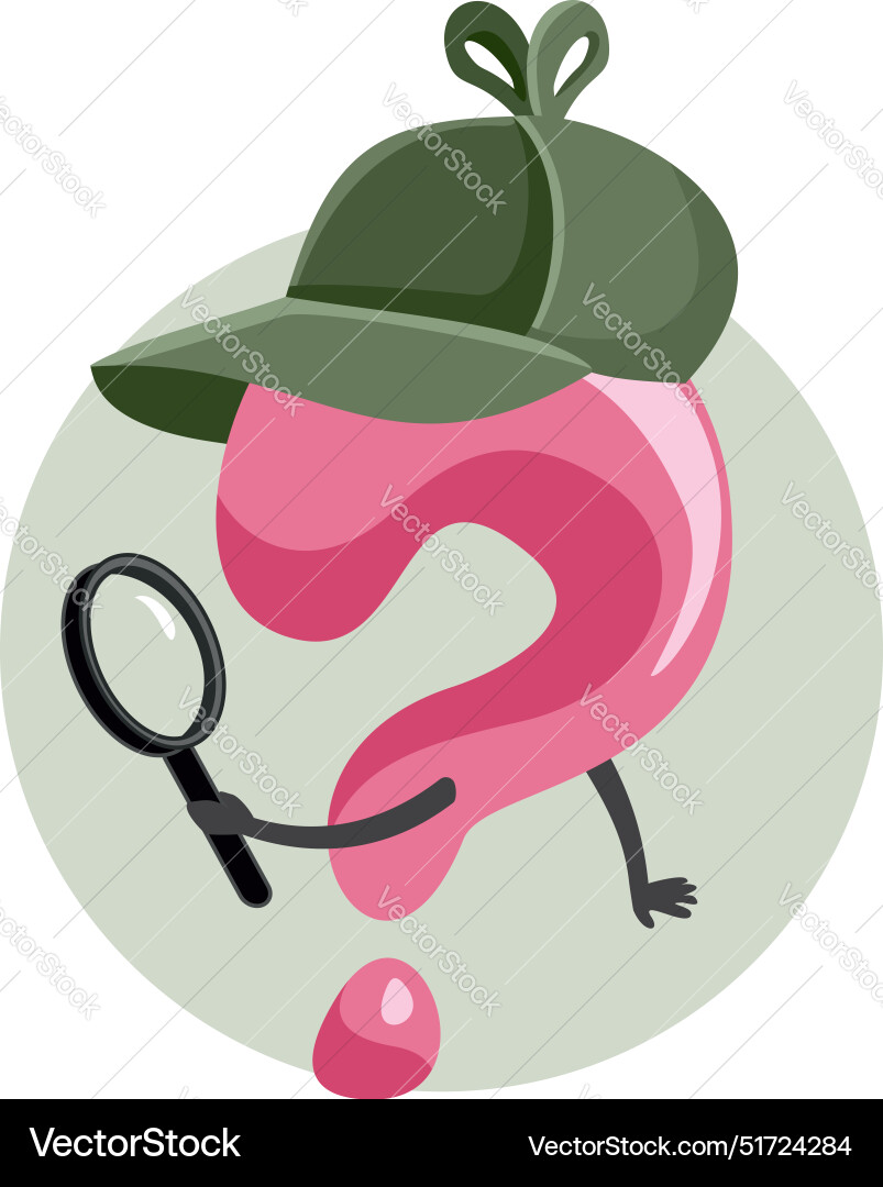 Question mark wearing a detective hat cartoon Vector Image