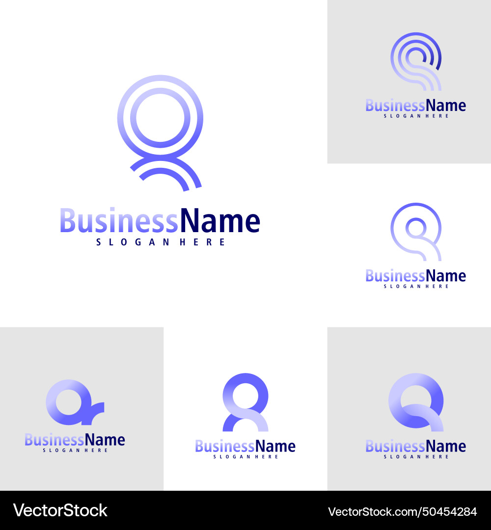 Set of letter q logo design creative initial Vector Image