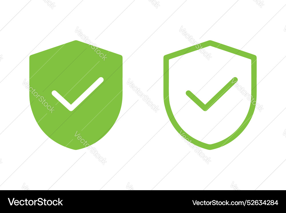 Shield Check Mark Icon Or Security Shield Protect Vector Image