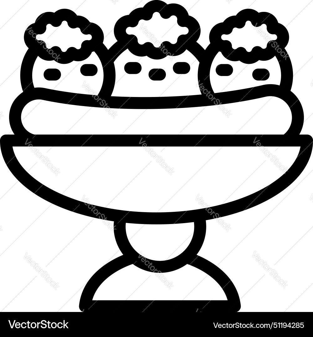 Banana split confection icon outline Royalty Free Vector
