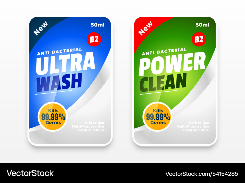 Disinfectant and cleaner two labels template Vector Image