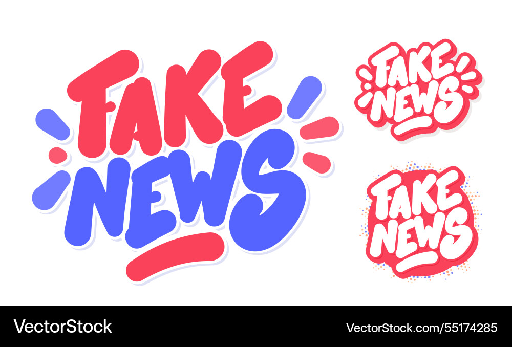Fake news sticker set Royalty Free Vector Image