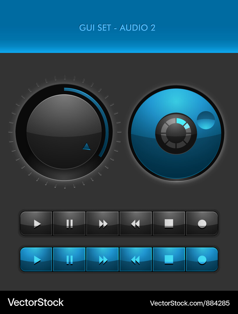 Gui set - audio 2 Royalty Free Vector Image - VectorStock