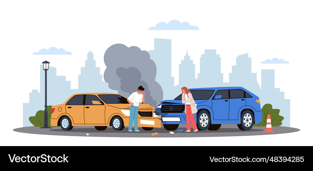 Head on cars collision vehicles accident Vector Image