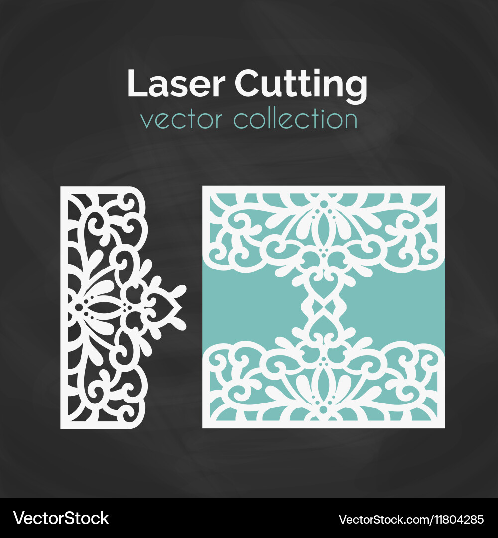 Laser cut template card for cutting cutout Vector Image