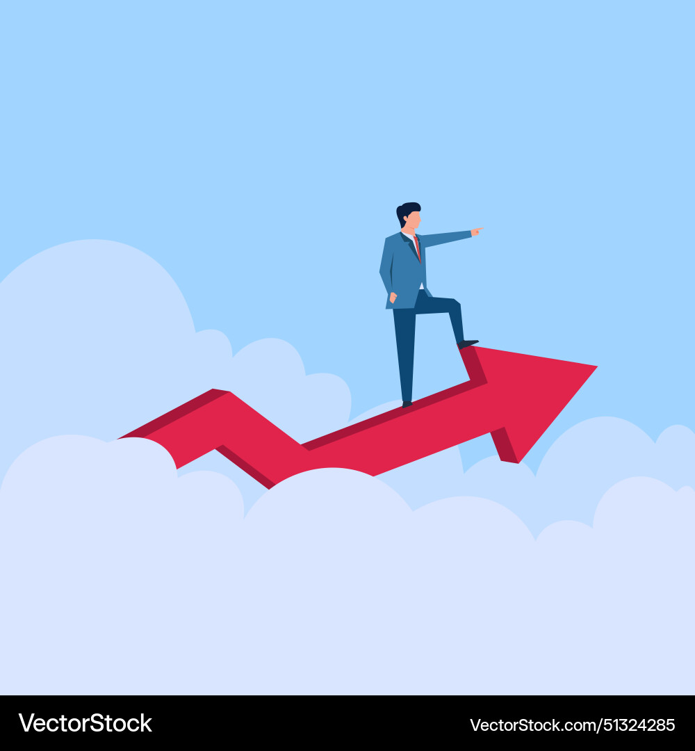 Person standing on arrow pointing forward Vector Image