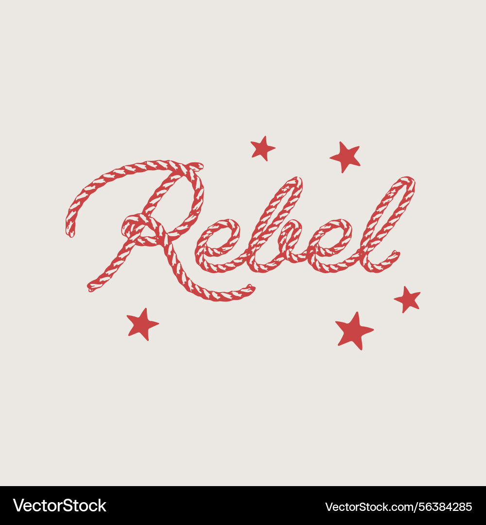 Rebel western retro typography Royalty Free Vector Image