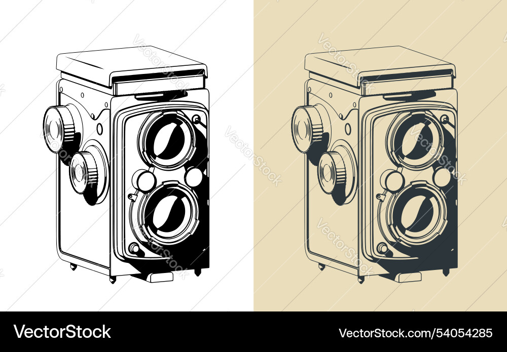 Twin-lens reflex vintage camera Royalty Free Vector Image