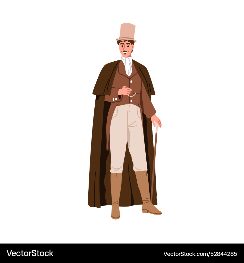 Victorian gentleman 19th century fashion elegant Vector Image