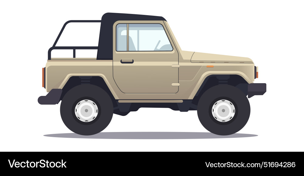 A beige off-road vehicle flat Royalty Free Vector Image